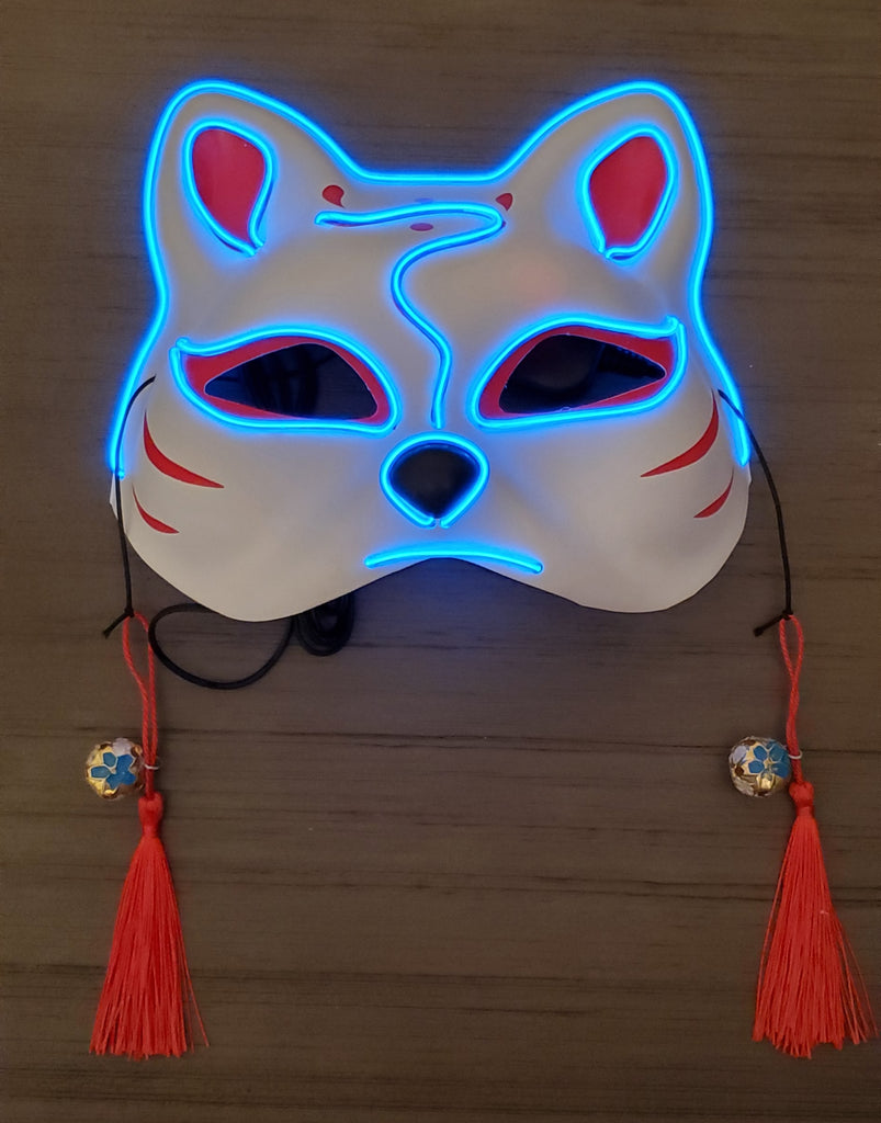 Neon Blue Kitsune Glow Mask – Neon Culture