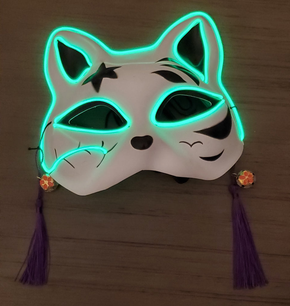 Neon Green Kitsune Glow Mask – Neon Culture