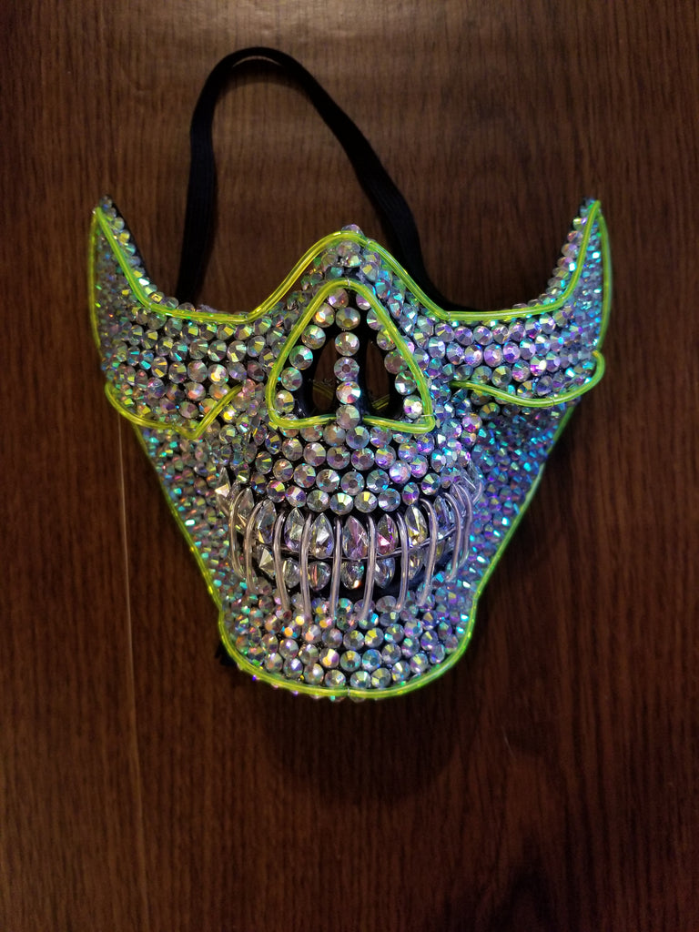 Half Skull Rhinestone Glow Mask – Neon Culture